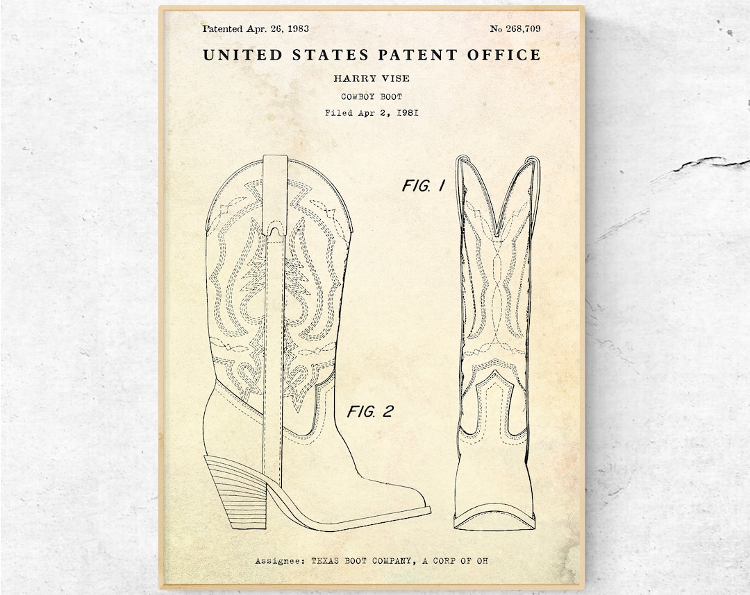 Cowboy Boot Patent Print. Western Decor, Cowboy Gift, Wild West Wall ...