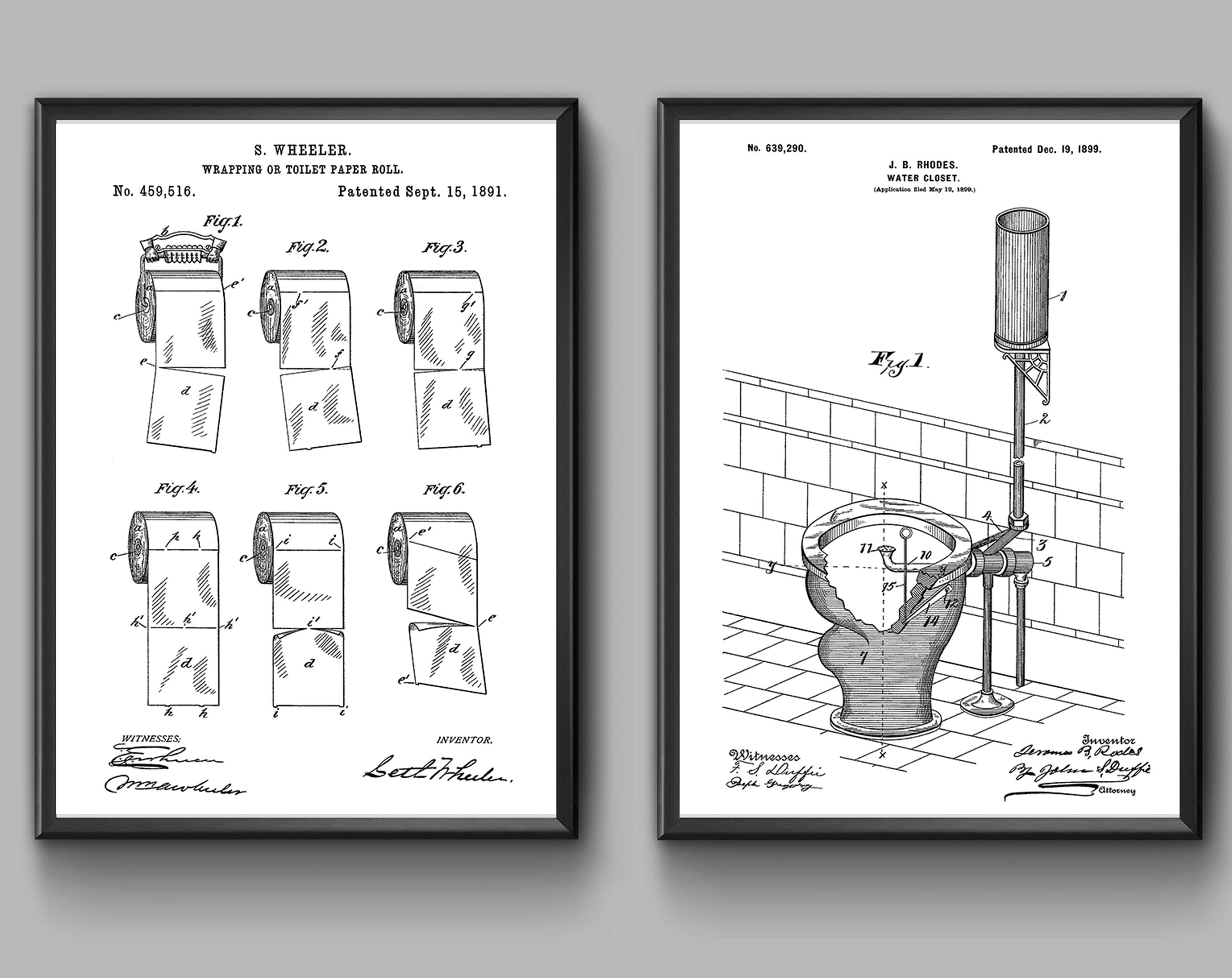 Toilet Patent Prints. Set of 2 Posters. Watercloset Print. - Etsy