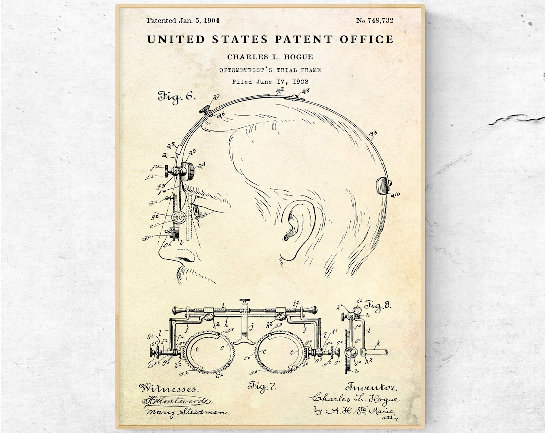 Optometrist Trial Frame Patent Print. Inventions Blueprint Poster. Eye ...