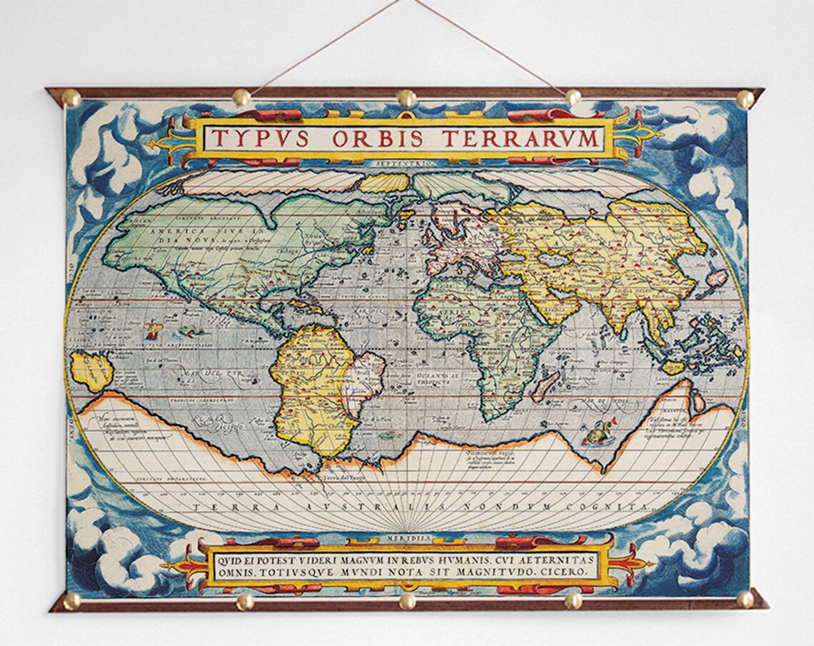 Vintage Map of World Poster Antique Map Print Ancient | Etsy