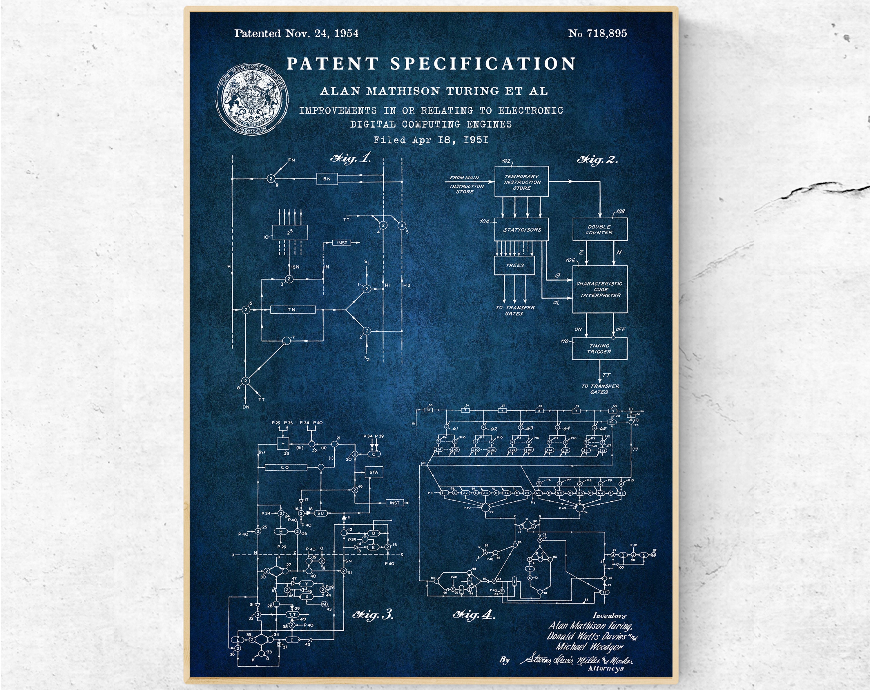 First Computer ACE Mainframe 1954 UK Patent Print. IT Inventions ...