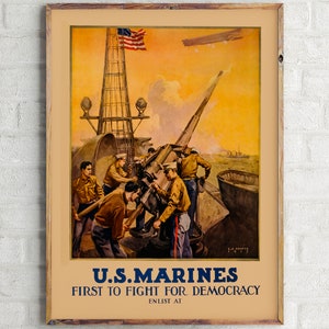World War I Poster US Marines First to Fight for Democracy. - Etsy