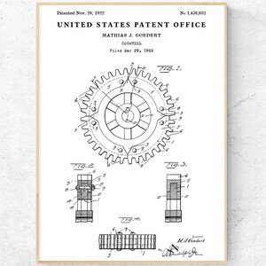 Cog Gear 1922 Patent Print. Cogwheel Inventions, Blueprint Poster ...