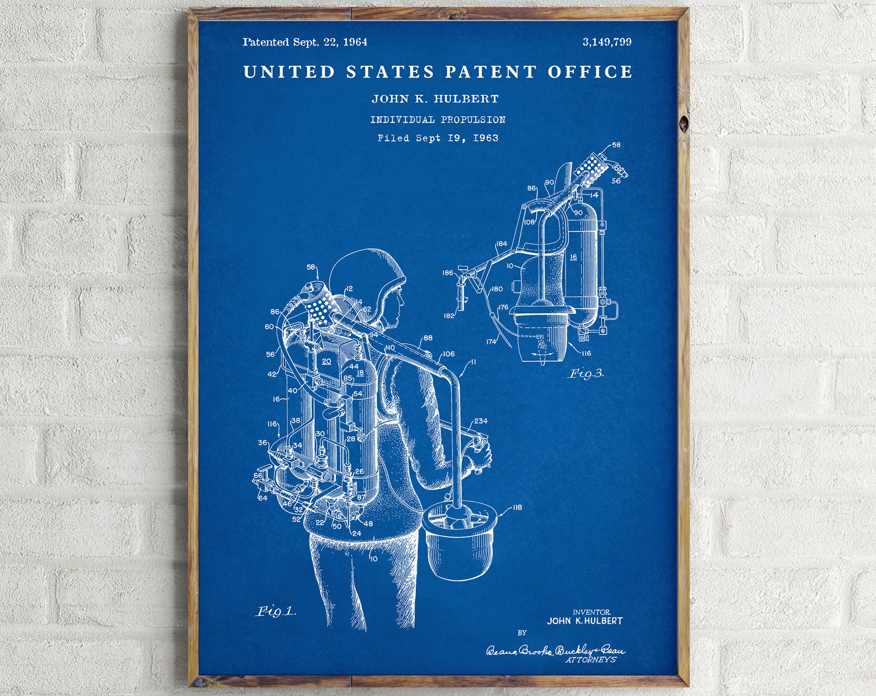 Jet Pack 1964 Patent Print, Individual Rocket Propulsion System ...