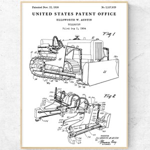 Bulldozer 1938 Patent Print. Heavy Equipment Inventions Earth Mover ...