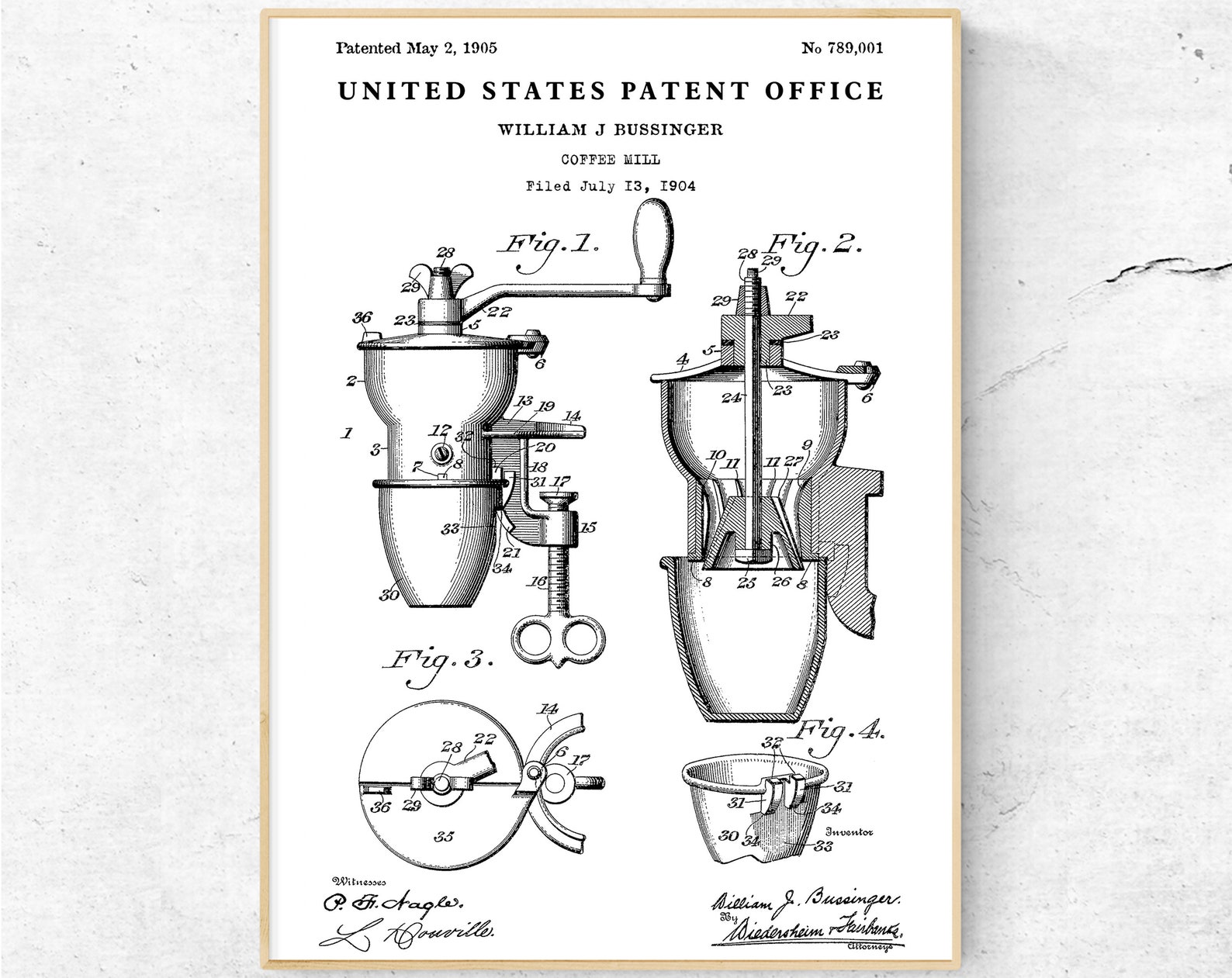 Coffee Mill 1905 Patent Print. Coffee Grinder Blueprint, Coffee Shop ...