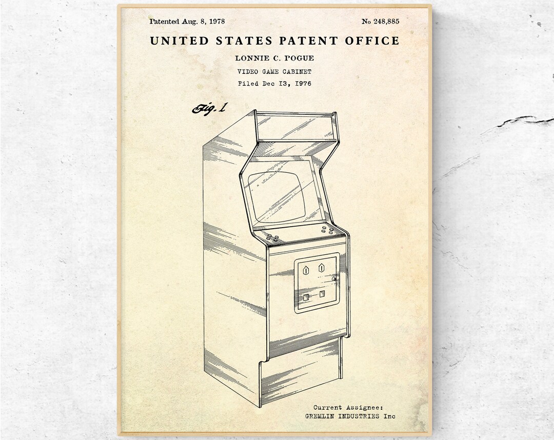 Video Game Vintage Poster: Arcade Machine 1978 Patent Print. Coin-op ...