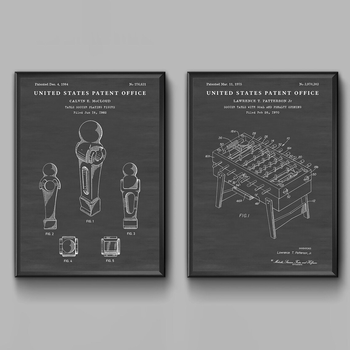 Foosball Table & Figure Patent Wall Art. Table Soccer Game Blueprint ...