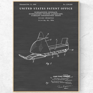 Ski-doo Snowmobile 1966 Patent Print. Blueprint Poster, Ice Fishing ...