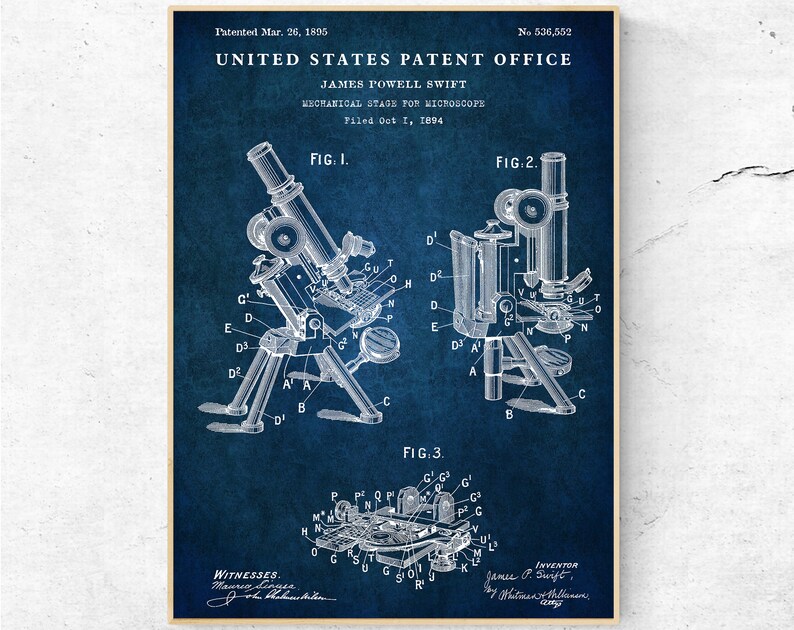 Microscope Patent Print. Blueprint Poster. Chemistry Laboratory ...