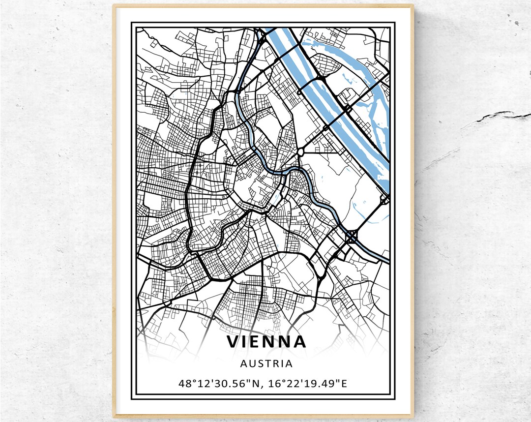 Vienna Map Print, Modern Map Wall Art, Austria Travel Gift Poster - Etsy