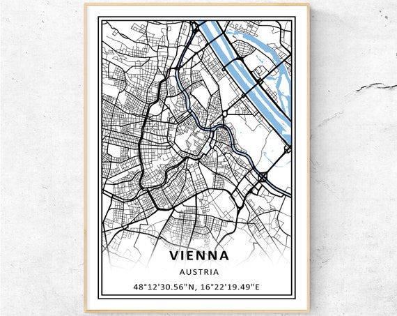 Print Map Of Vienna Austria Vienna Austria Chalk City Map Stock