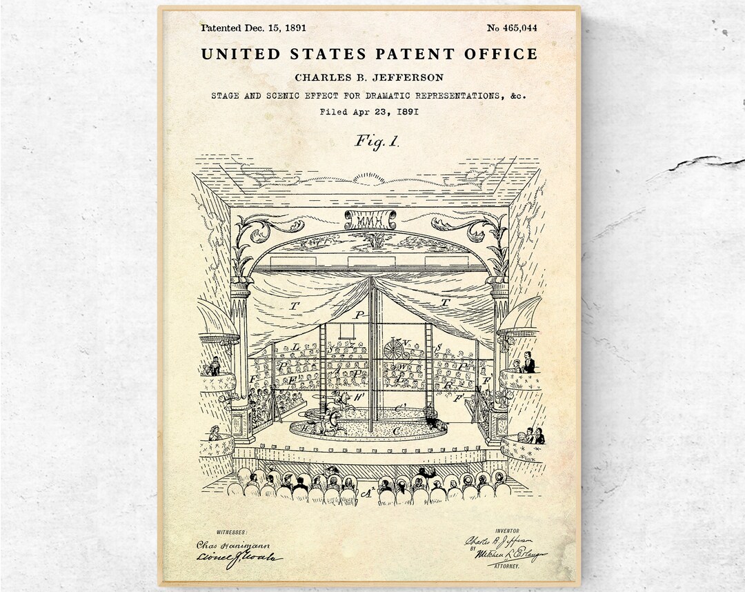 Theater Stage 1891 Patent Print. Theatrical Inventions Blueprint Poster ...