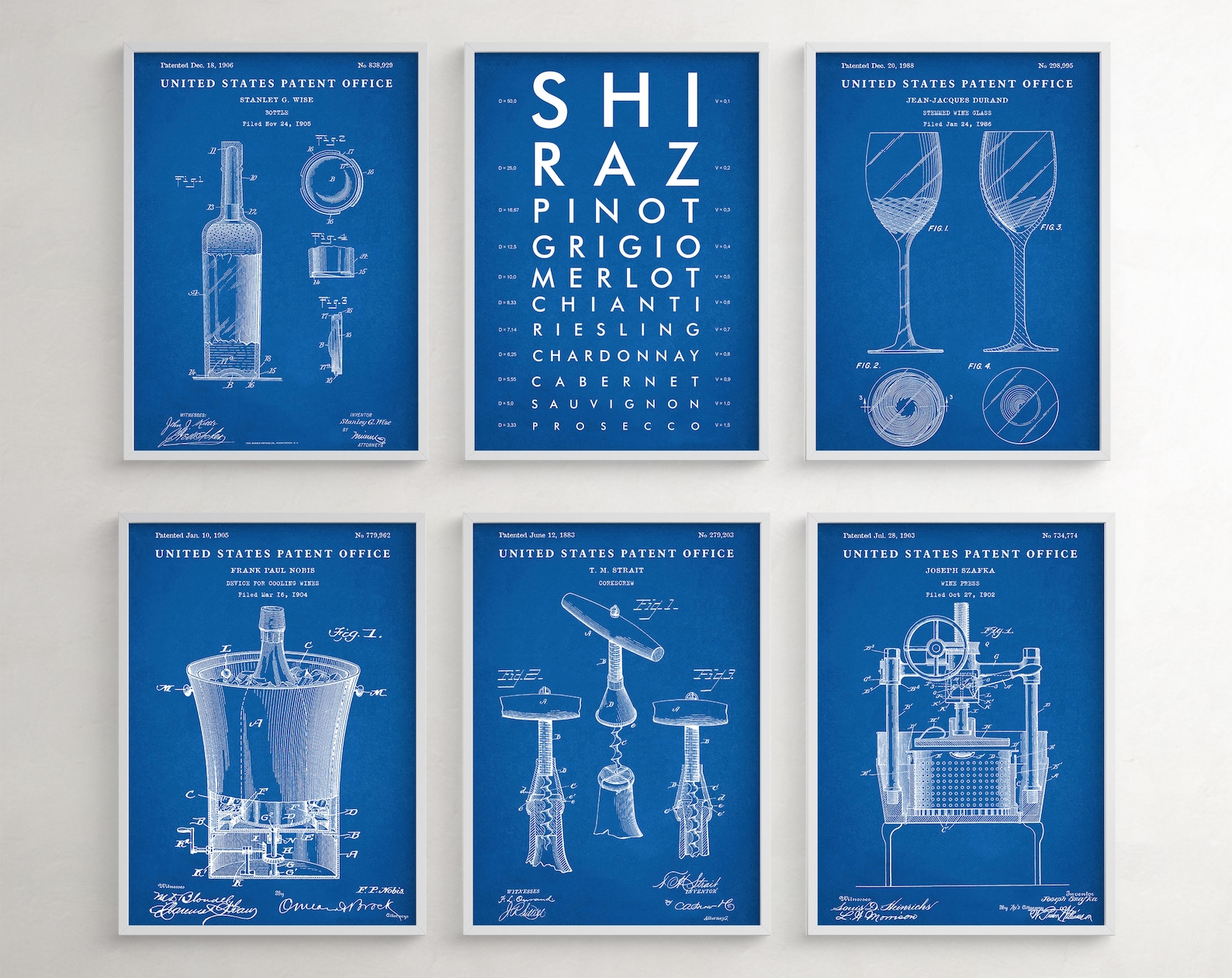 Wine Wall Art Eye Chart Wine Types Sign Wine Patent Prints. - Etsy