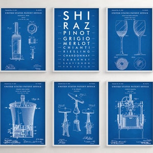 Wine Wall Art, Eye Chart Wine Types Sign, Wine Patent Prints. Man Cave ...