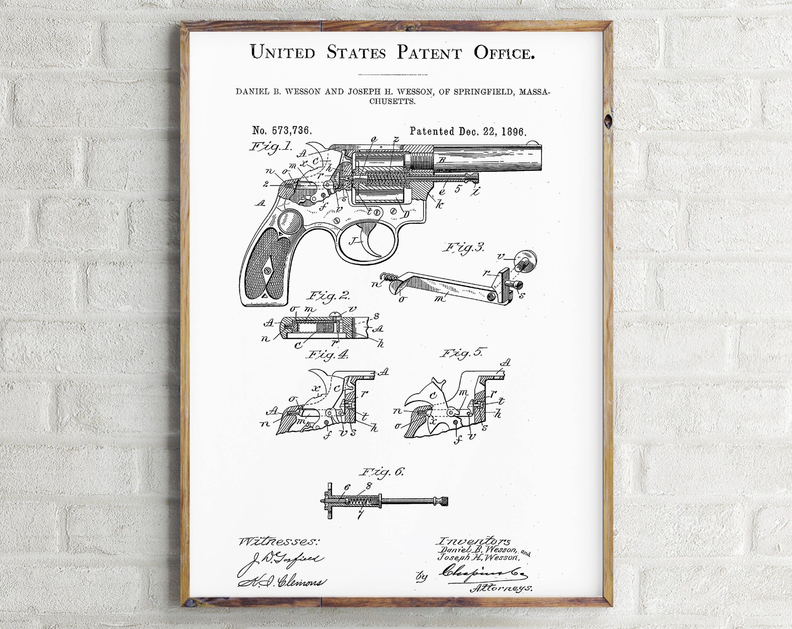 Wesson Revolver Patent Revolver Patent Art Revolver Print - Etsy