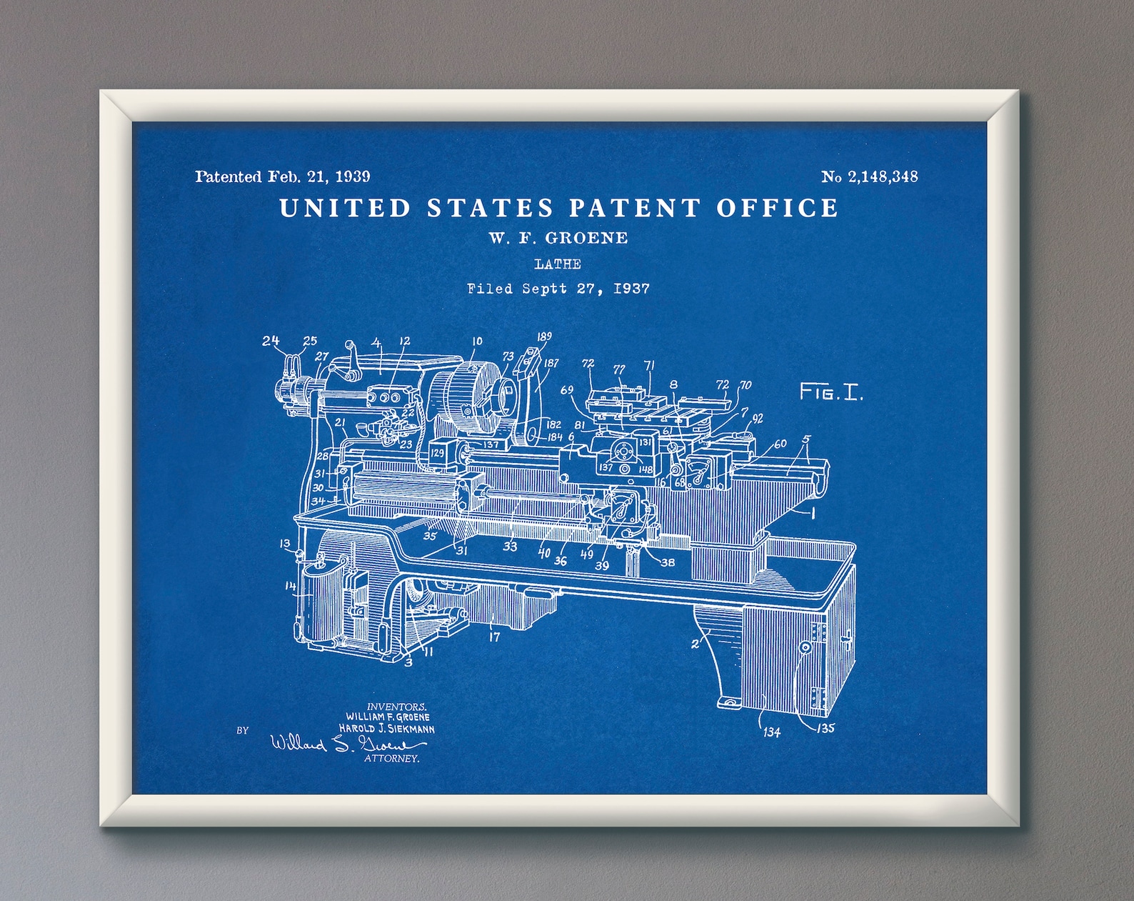Lathe Patent Print. Blueprint Poster. Vintage Machine Tools - Etsy