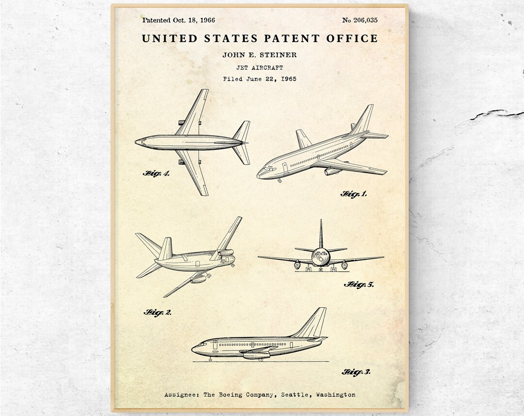 Jet Aircraft 1966 Patent Print. Aviation Inventions Plane Blueprint ...