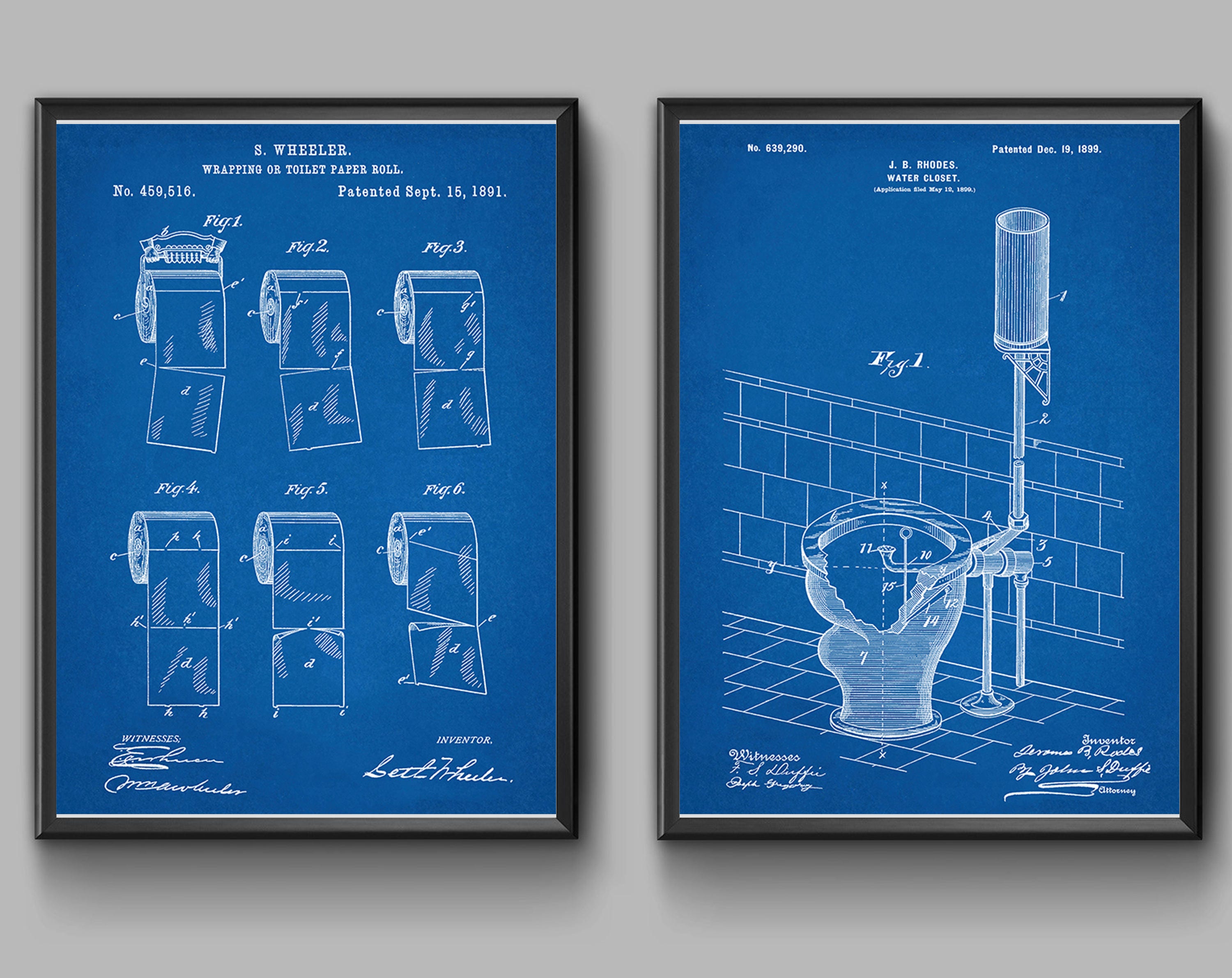 Toilet Patent Prints. Set of 2 Posters. Watercloset Print. - Etsy