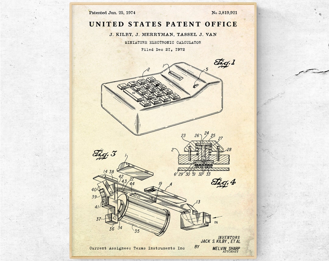 Calculator 1974 Patent Print. Accountanting Inventions Blueprint Poster ...