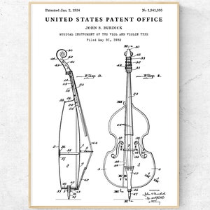 Cello 1934 Patent Print. Musical Instrument Invention Contrabass ...