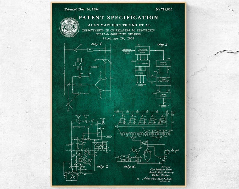 First Computer ACE Mainframe 1954 UK Patent Print. IT Inventions ...