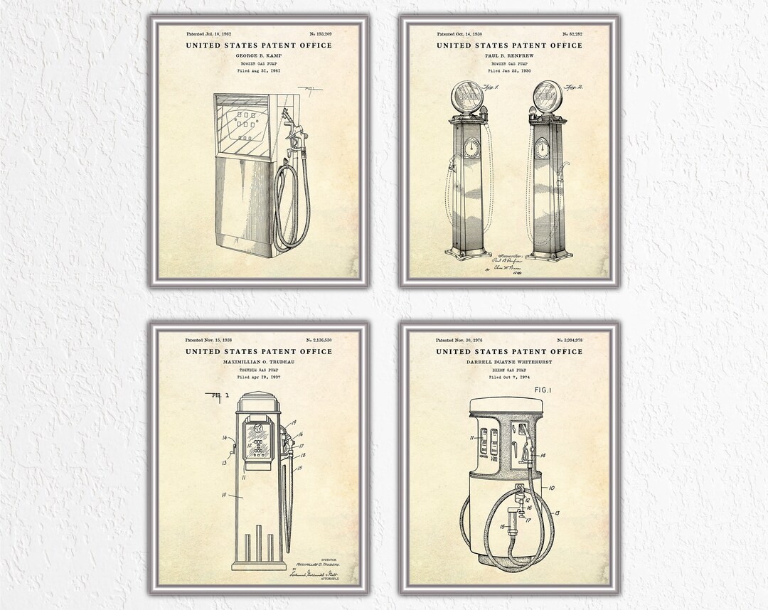 Gas Pump Patent Wall Art, Gas Station Vintage Decor, Fuel Pump ...