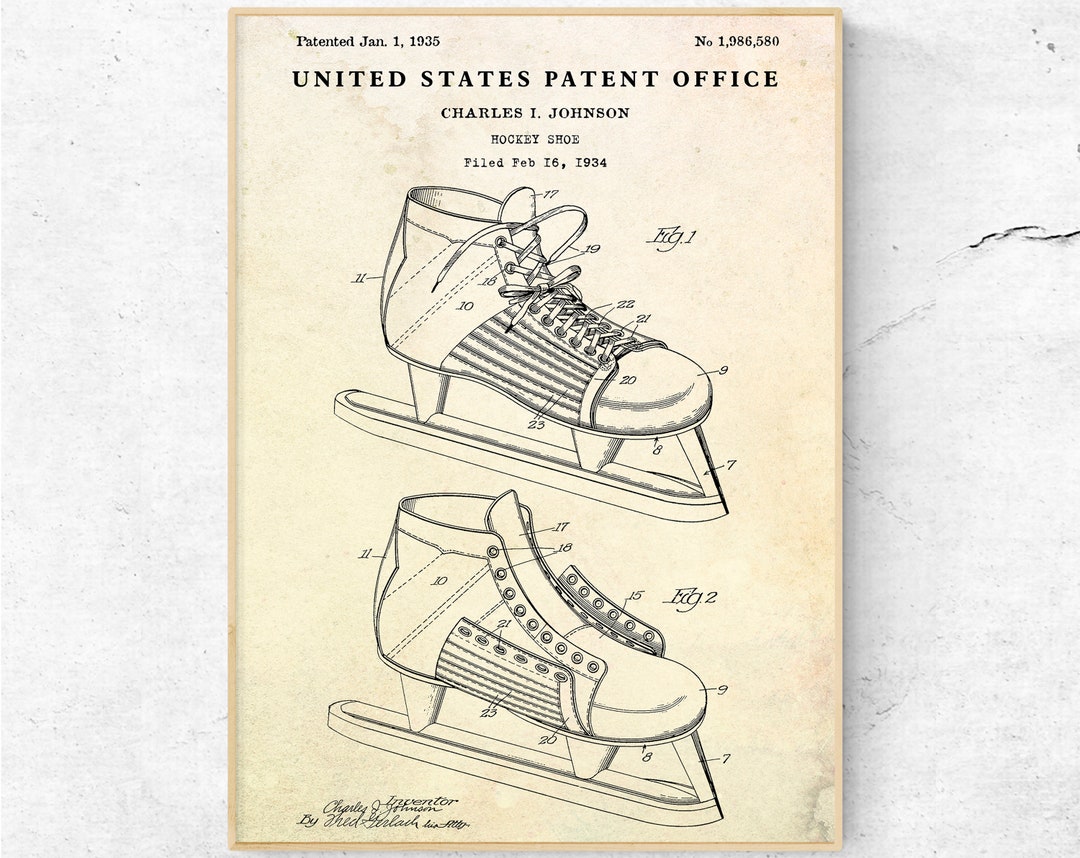 Ice Skate 1935 Patent Print. Ice Skating Inventions Blueprint Poster ...