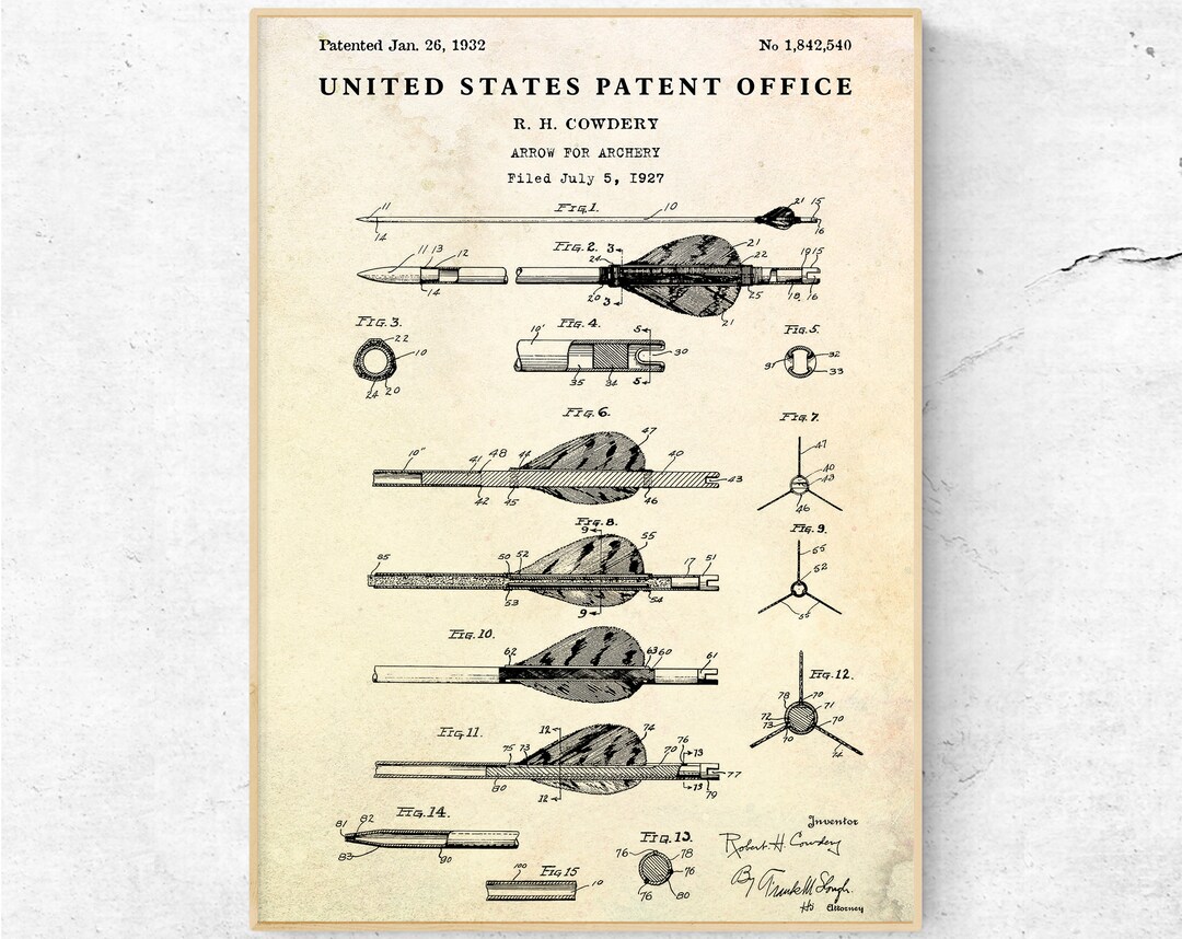 Archery Arrow 1932 Patent Print. Archery Vintage Poster. Inventions ...