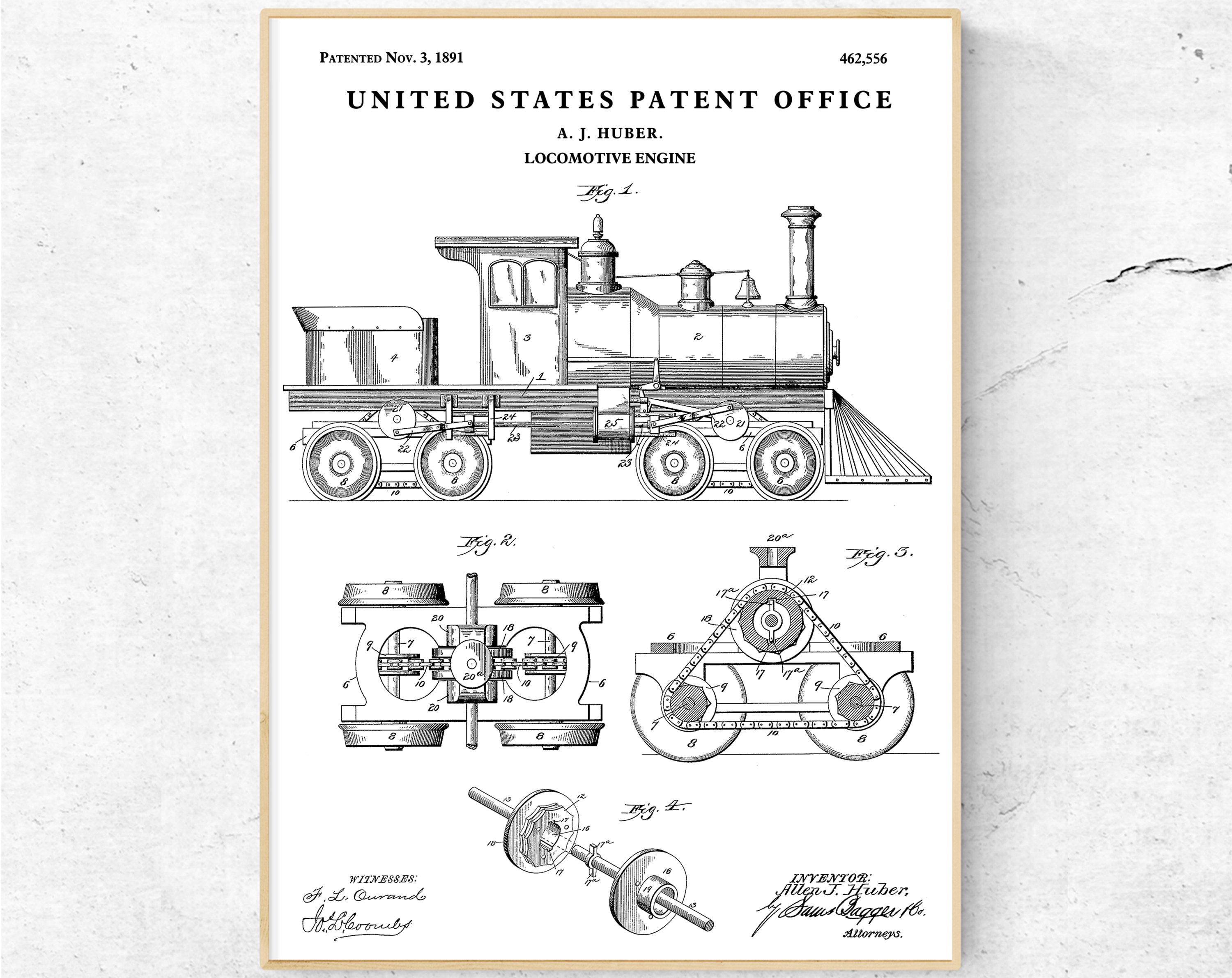 Old Steam Train Blueprints Old Steam Engine Blue Oakley Art