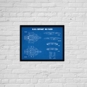 USS Defiant Class Starship Blueprint Poster, Schematic Wall Art ...