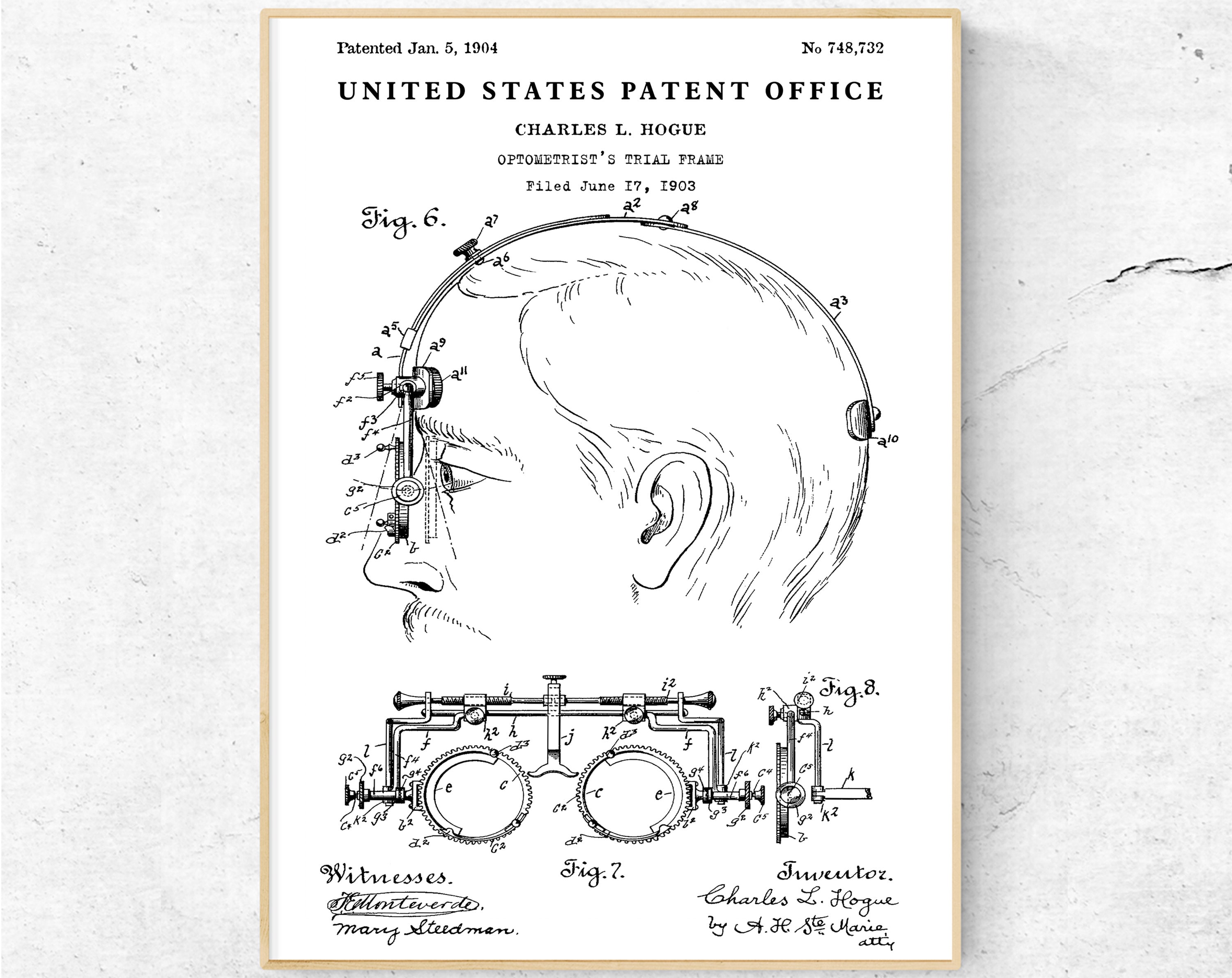 Optometrist Trial Frame Patent Print. Inventions Blueprint Poster. Eye ...