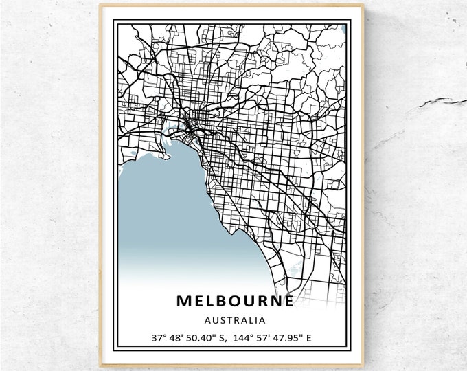 MELBOURNE MAP - High Quality Giclee Print, Minimalist Melbourne Art ...