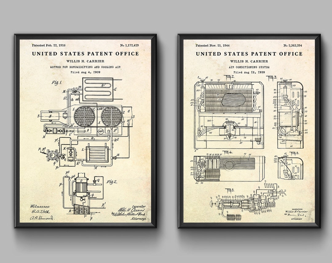 Air Conditioner Patent Wall Art. Air Conditioning Vintage Inventions ...