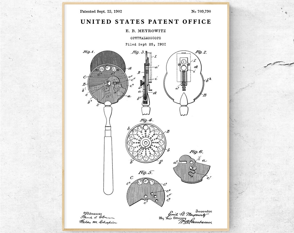Ophthalmoscope Patent Poster. Optometry Doctor Office Decor | Etsy