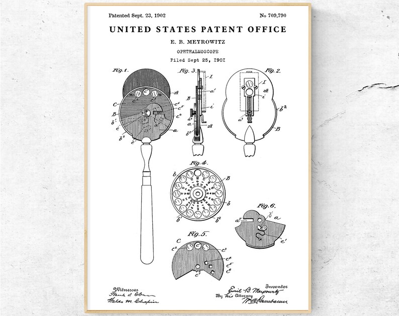 Ophthalmoscope Patent Poster. Optometry, Doctor Office Decor, Eye ...