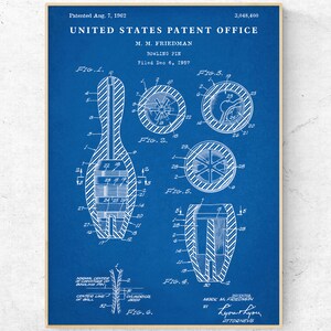 Bowling Pin 1962 Patent Poster. Bowling Decor Blueprint Wall - Etsy