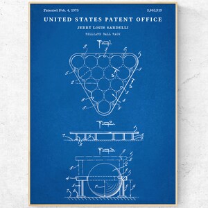Billiard Ball Rack Patent Poster. Vintage Pool Invention Blueprint Wall ...