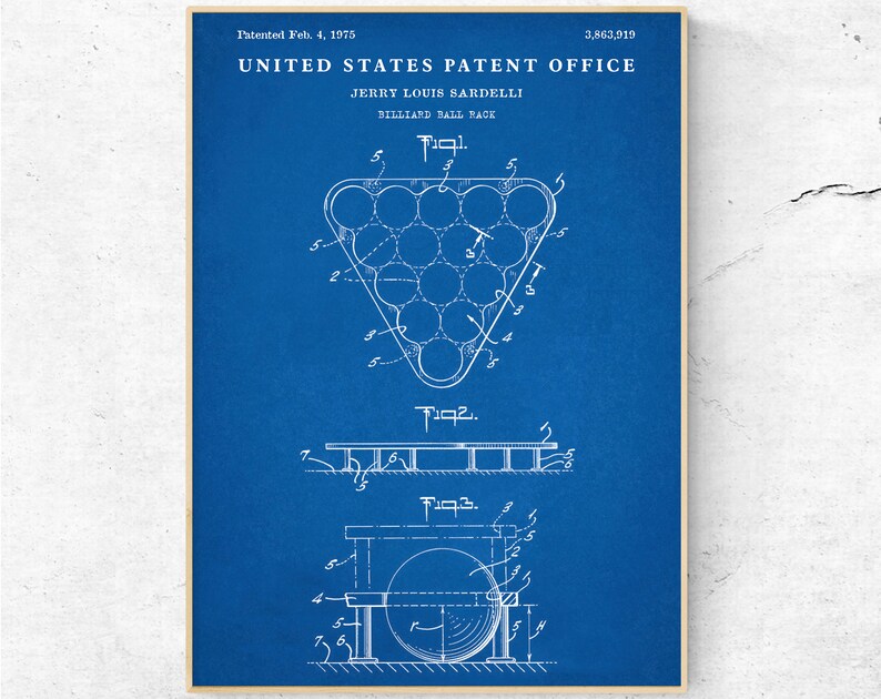 Billiard Ball Rack Patent Poster. Vintage Pool Invention - Etsy