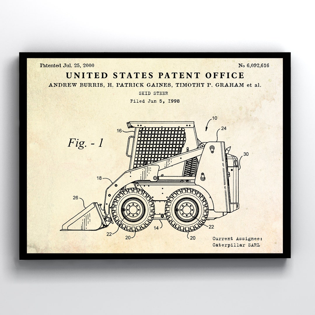 Skid Steer Patent Print. Construction Inventions Blueprint Poster ...
