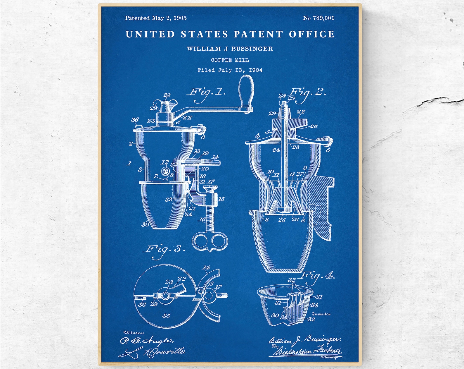 Coffee Mill 1905 Patent Print. Coffee Grinder Blueprint, Coffee Shop ...