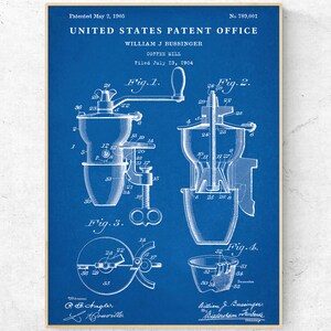 Coffee Mill 1905 Patent Print. Coffee Grinder Blueprint, Coffee Shop ...