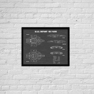 USS Defiant Class Starship Blueprint Poster, Schematic Wall Art ...
