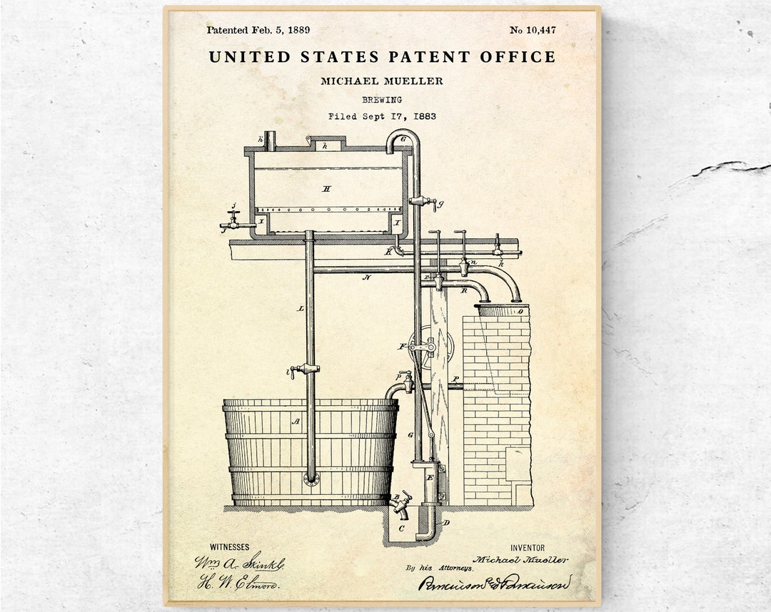Brewing 1884 Patent Print. Vintage Beer Brewing Blueprint Poster. Home ...