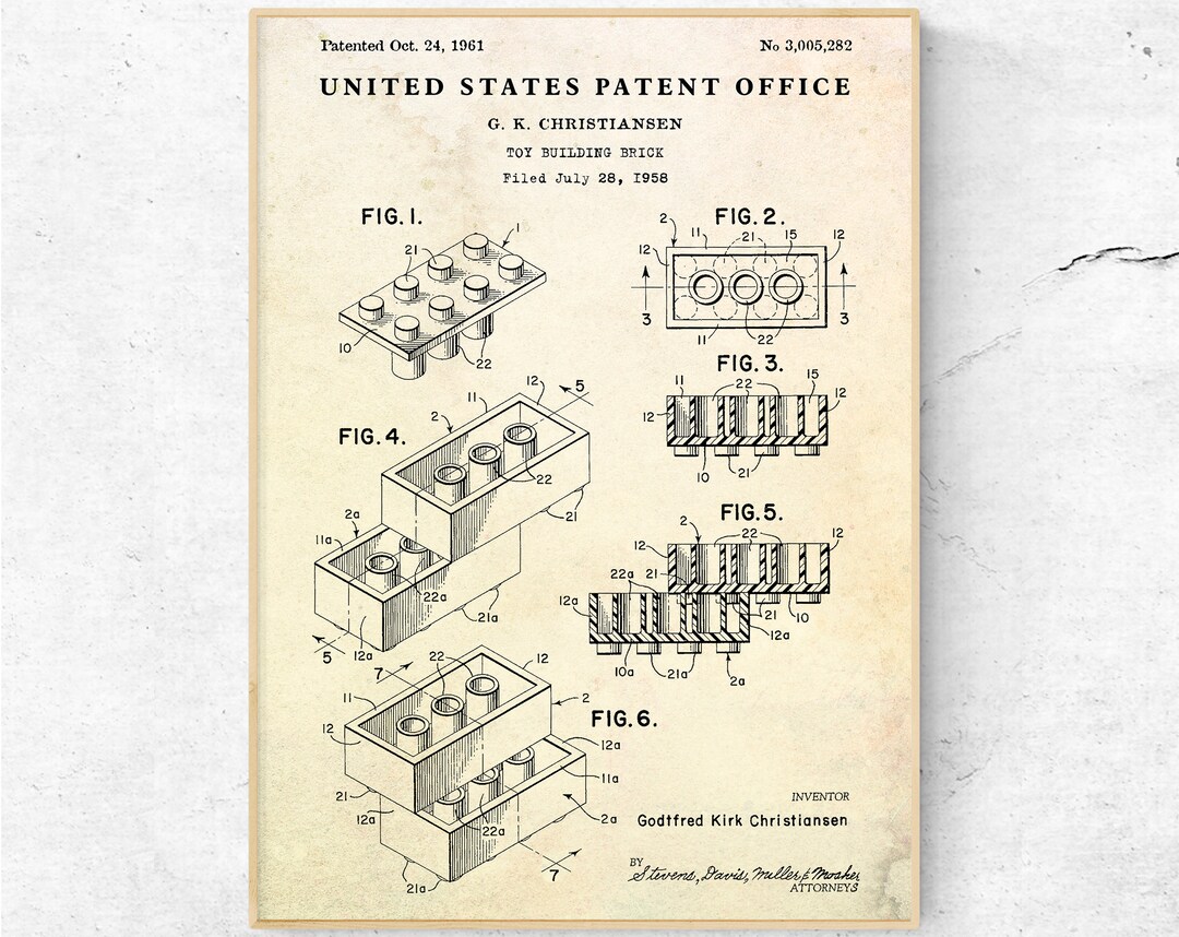 Block Patent Wall Art Print, Children's Constructor Blueprint Poster ...