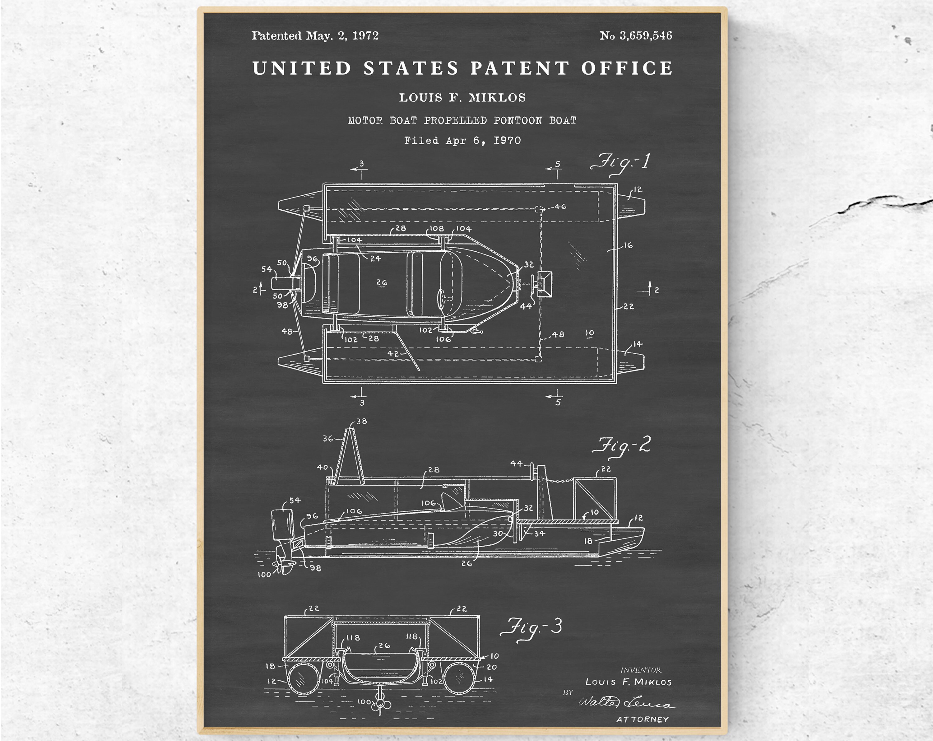 Pontoon Boat 1972 Patent Print. Inventions Blueprint Poster. - Etsy