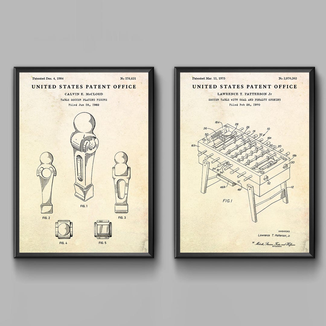 Foosball Table & Figure Patent Wall Art. Table Soccer Game Blueprint ...