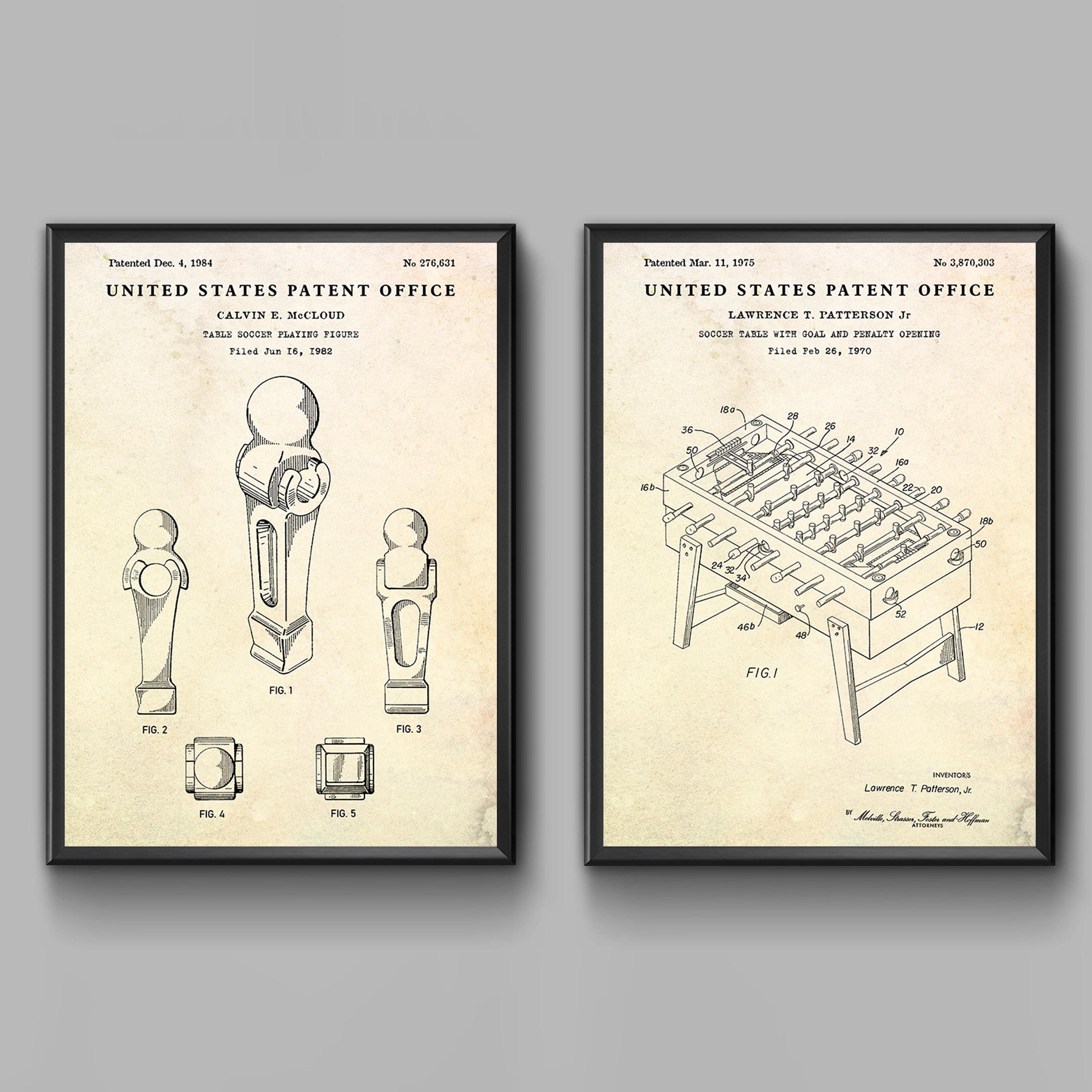 Foosball Table & Figure Patent Wall Art. Table Soccer Game Blueprint ...