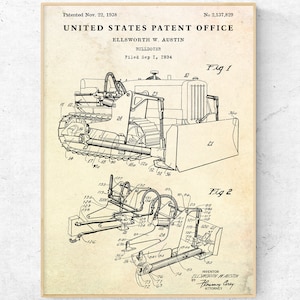 Bulldozer 1938 Patent Print. Heavy Equipment Inventions Earth Mover ...