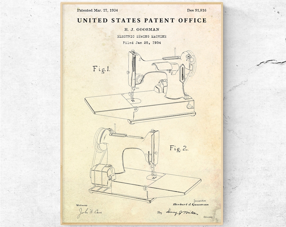 Singer Sewing Machine Patent Print. Sewing Room Decor. Seamstress ...